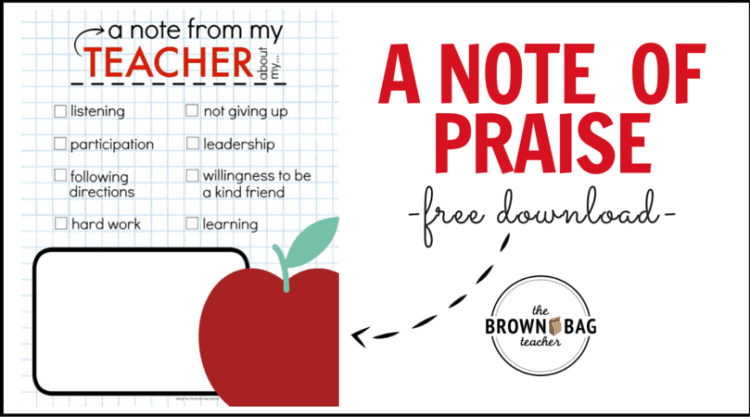 PBIS Positive Notes Home - The Brown Bag Teacher